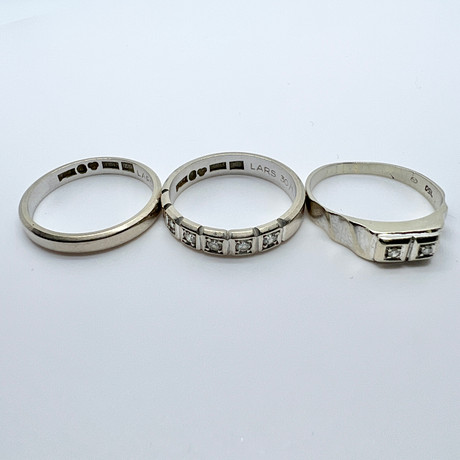 RINGAR, 3 st, 18 K vitt guld, diamanter. Smycken & Ädelstenar - Ringar ...