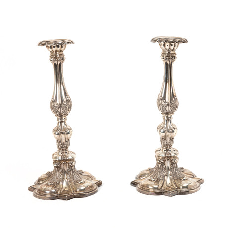CANDLESTICKS. A pair, silver, neo-rococo. Silver & Metals - Silver ...