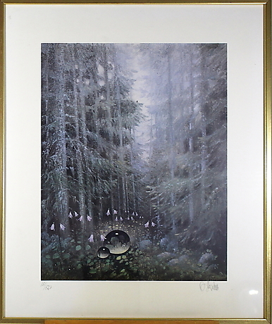 OLLE ERIKSSON. litografi, droppen, signerad och numrerad 181/ 527 ...