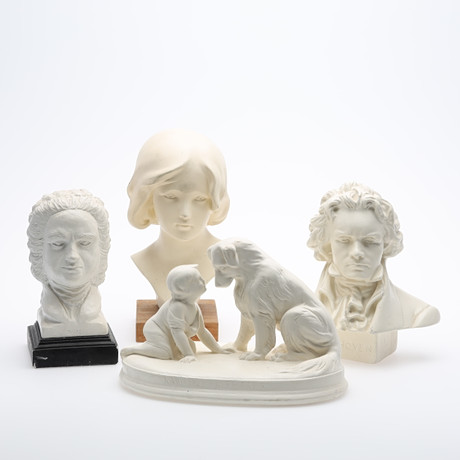 BYSTER samt SKULPTUR, 4 delar, bemålad gips. Keramik & Porslin ...