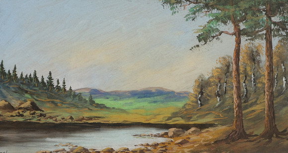 OIDENTIFIERAD KONSTNÄR. Akvarell, landskapsmotiv, signerad, T. Olsman ...