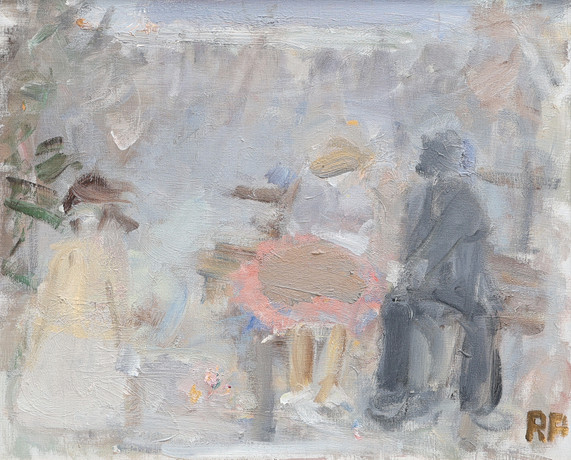 RAGNAR PERSON. PAR PÅ BÄNK. Konst - Måleri - Auctionet