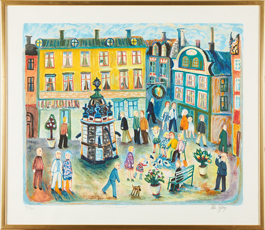 ELIS RYBERG. “Stortorget”, lithograph in colours, signed, numbered 311/ ...