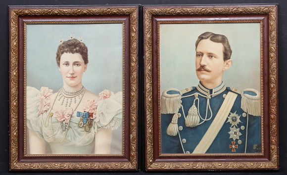 PORTRÄTT, 2 st, Prins Carl och prinsessan Ingeborg av Danmark ...