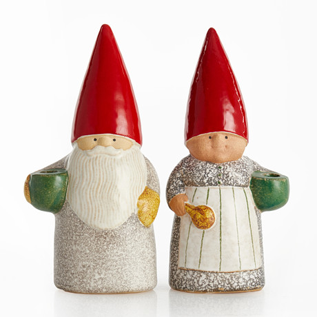 LISA LARSON, Santa Claus and Santa Mother as candle holder, Gustavsberg ...