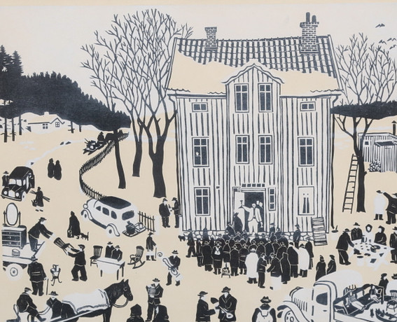 NILS ASP. Gårdsauktion. Litografi, signerad, numrerad 79/310 och ...