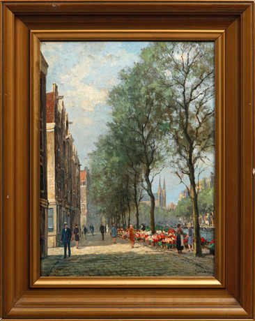 JAN VAN DER LINDE. "Amsterdam", olja på duk, signerad. Konst - Måleri ...