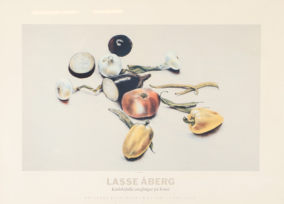 LASSE ÅBERG. Utställningsaffisch, "Moussaka". Konst - Grafik - Auctionet