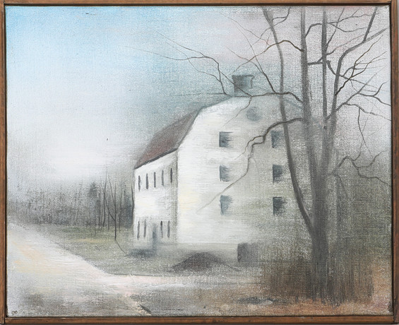 PETER RONA. olja på duk, signerad ," Lasse Majas kåk " , daterad -83 ...