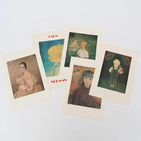 EINAR NERMAN. "Barn", mapp med 4 färgoffsetlitografier, H.C, signerade ...