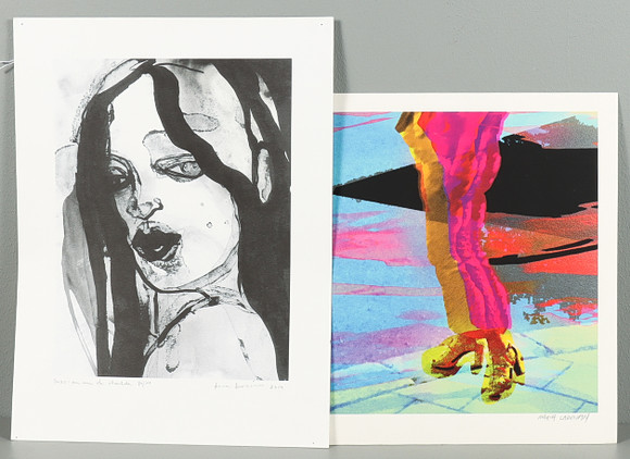 GRAFISKA BLAD. 2 st, Maria Larkman och Lisa Burenius, signerad och ...