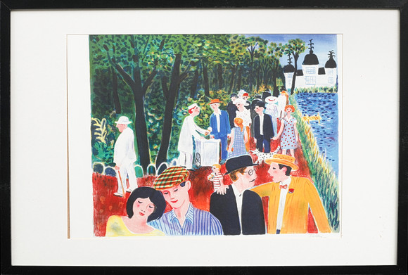 ANDERS HULTMAN. Färglitografi, figurscen, signerad. Konst - Grafik ...
