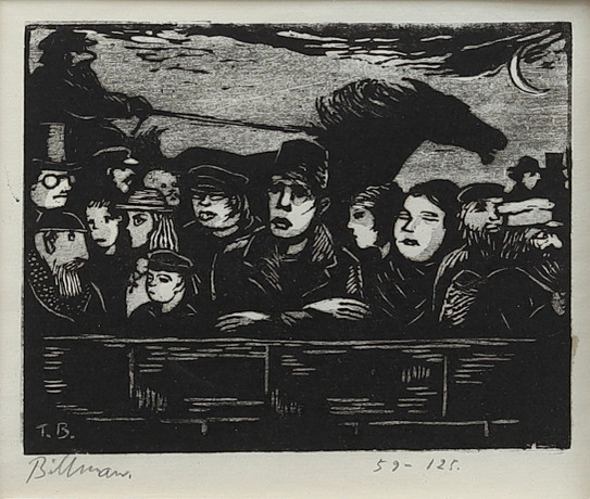TORSTEN BILLMAN. Folksamling, träsnitt, 59/128, signerad. Konst ...