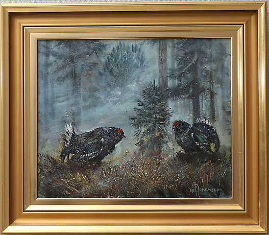 ALF JOHANSSON. "Eagle Game". Oil on canvas, signed, dated 79 a verso ...