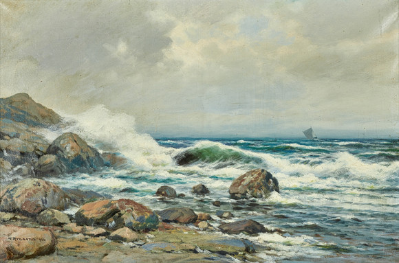 THORVALD RYGAARD (SVERIGE, 1872–1939). Kustbild, olja på duk, signerad ...