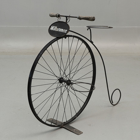 VÄXTSTÄLL, "cykel" med välkommenskylt och 3 st växthållare, järn ...