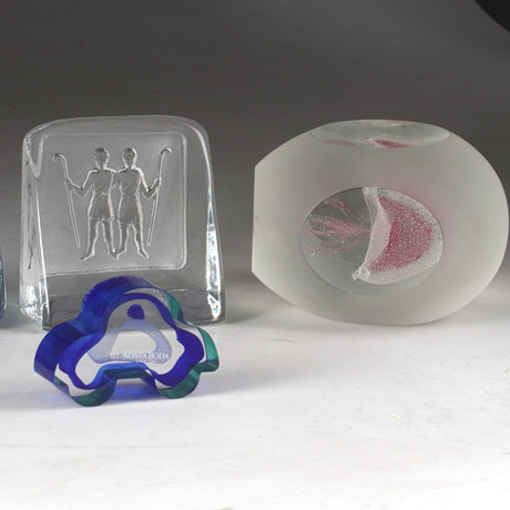 SKULPTURER, 5 st, glas, bla. Bertil Vallien och Mats Jonasson, 19/2000 ...