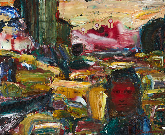 JAN DAVIDSSON. Abstrakt landskap med Mona Lisa, signerad J Davidsson ...