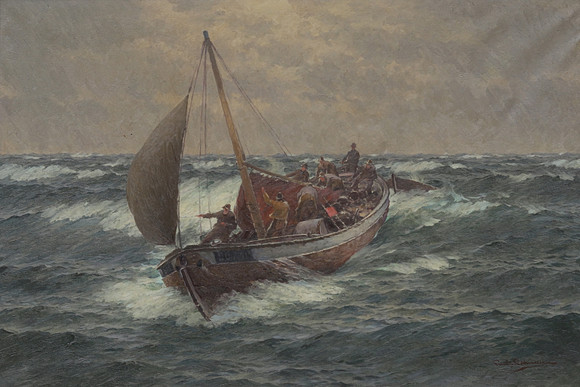 EMIL EKMAN (1880-1951. Storm på havet, olja på duk, signerad. Konst ...