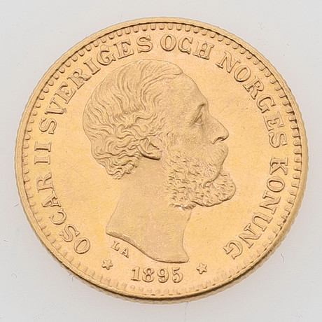 MYNT, 10 kronor, 0,900 guld, 1895. Mynt, Medaljer & Frimärken - Mynt ...