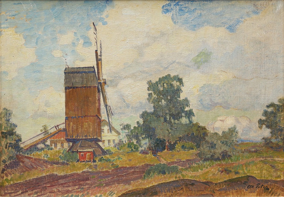 AXEL PETER (SVERIGE, 1863-1942). Kvarn i landskap, olja på duk ...