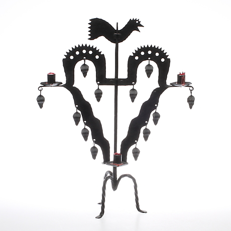 CANDELABER, so-called rooster candlestick, forging, 20th century ...