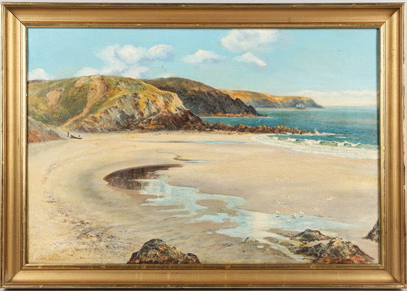 ALLAN BARRAUD. Strandmotiv, oljemålning, signerad,1891. Konst - Måleri ...