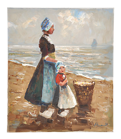 HARRY HAERENDEL. Holländsk mamma med barn vid kusten. Konst - Måleri ...