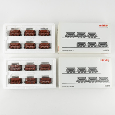 MÄRKLIN 46370 och 46371 2 förpackningar om totalt 12 malmvagnar ...