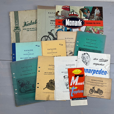 MONARK, ca 18 st, kataloger m.m, ca 1950 och framåt. Fordon, Båtar ...