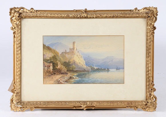 EDWARD RICHARDSON (1810-1874), STUDY OF AN ITALIAN LAKE WITH A CASTLE ...