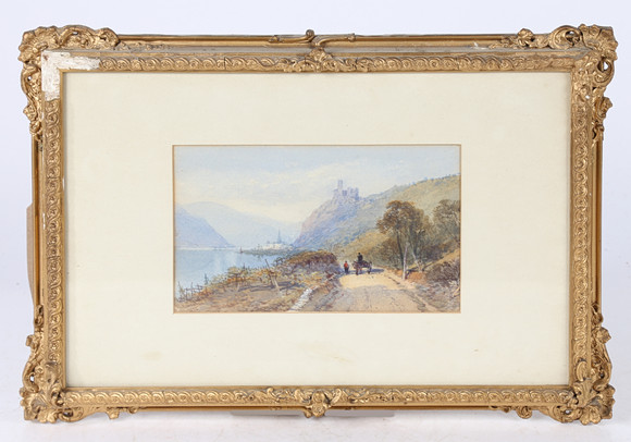 THOMAS LEKTION ROWBOTTOM (1823-1875) STUDIE AV EN STIG VID EN SJÖ ...