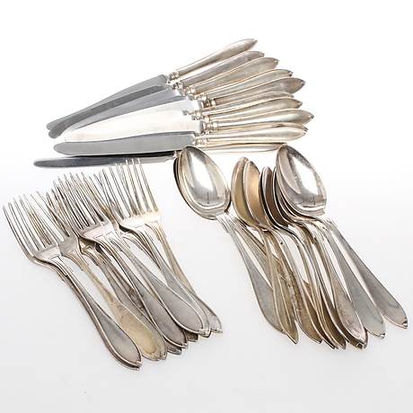 CUTLERY, 36 pieces, nickel silver, "Svenskt Spets", mostly Gense ...