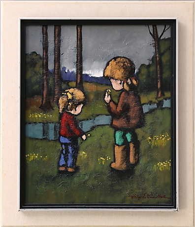 HELGE E. LINDHOLM. Oil on canvas, child motif, signed. Art - Paintings ...