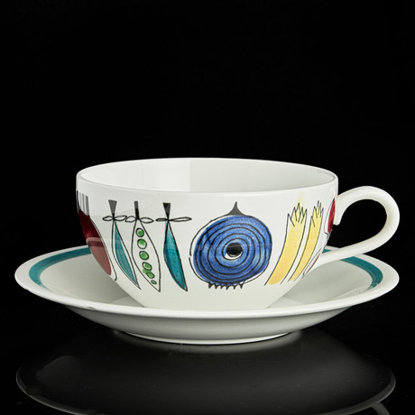 MARIANNE WESTMAN. Tekopp med fat, "Picknick", flintgods, Rörstrand ...