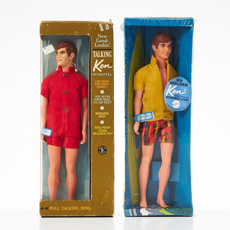 KEN, (2), #1124, New Good Looking Ken, Red Trunks & Red Jacket #1111, New Good Looking Talking ...