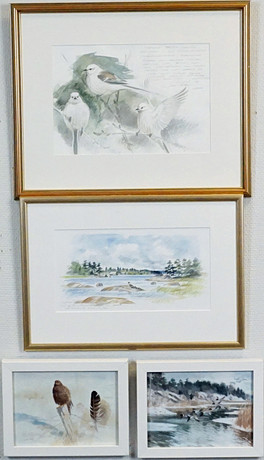 LARS HOLM (f. 1956), 2 st, akvareller samt 2 st offsettryck ...