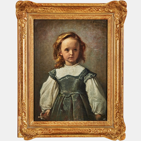 ALFRED FEYEN PERRIN 1838-1918. Portrait of girl with doll. Art ...