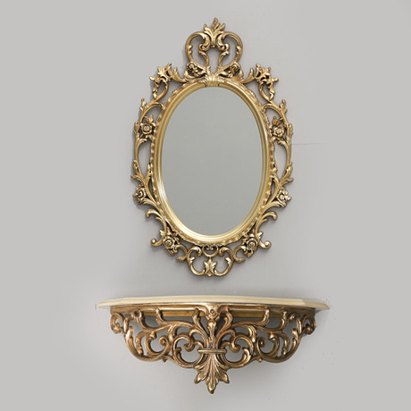 ROBERTA WOOD, spegel med väggkonsol, rokokostil, för Cinema Torino ...
