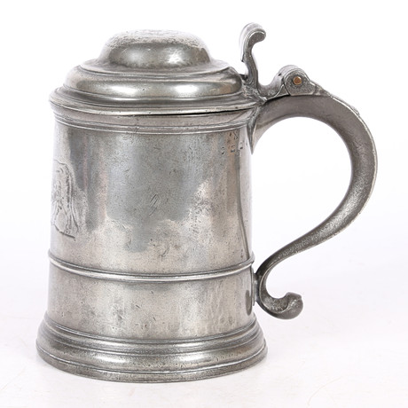 OF CHARLES DICKENS INTEREST: A GOOD PEWTER QUART STRAIGHT-SIDED, DOME ...