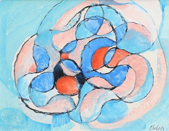 GUSTAV BOLIN. COMPOSITION IN BLUE AND RED. Art - Paintings - Auctionet