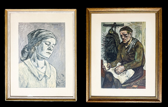 ALBIN AMELIN. TRYCK, efter, signerad, 2 st daterad-43 & 45. Konst ...