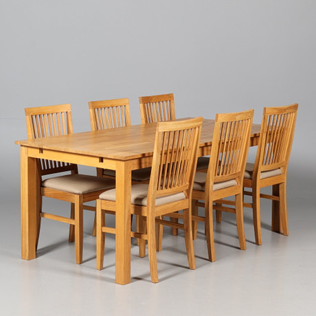 MATGRUPP, 7 delar, ek, samtida. Möbler - Matsalsmöbler - Auctionet