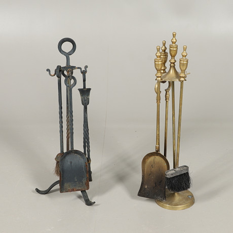 TWO FIRE SIDE COMPANION SETS. Silver & Metals - Pewter, Brass & Copper ...