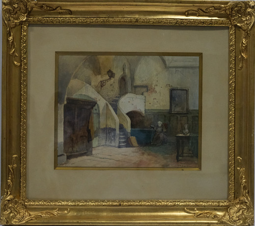 FRANS WILHELM ODELMARK. AKVARELL, LÄSANDE MUNK, 25X32CM. Konst - Måleri ...