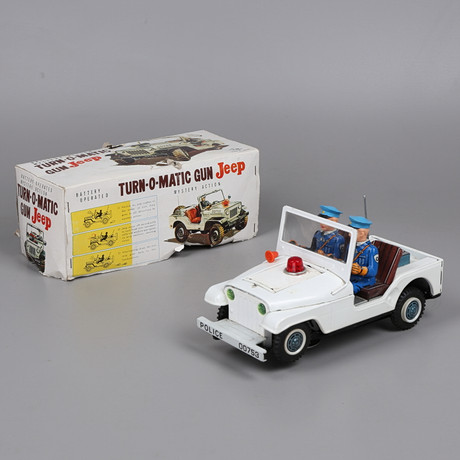 TURN-O-MATIC GUN JEEP, plåtleksak, Japan, 1960-tal. Leksaker - Leksaker ...