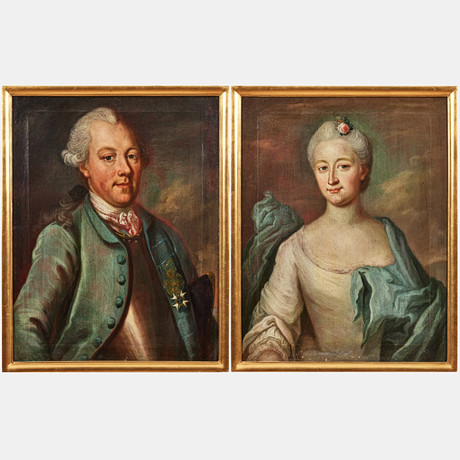 JOHAN STÅLBOM. tillskrivna, ett par porträtt föreställande Carl Gustaf ...