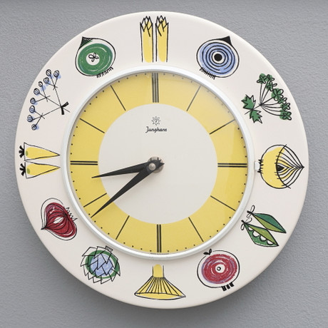 A MARIANNE WESTMAN WALL CLOCK, Picnic, flint with quartz work, Junghans ...