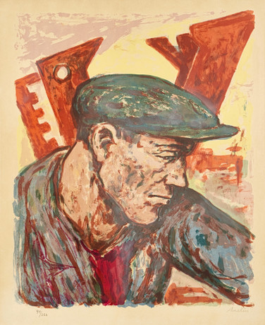 ALBIN AMELIN. Gruvarbetare, signerad och numrerad i blyerts Amelin 44/ ...