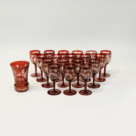 GLASS TABLEWARE PARTS, BOHEMIA, 19 PIECES. Glass - Utility glass ...